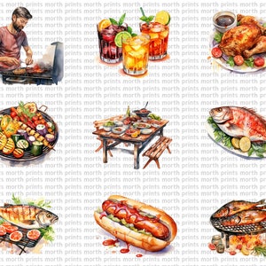 Watercolor BBQ Clipart , Backyard Grill & Barbecue, 45 PNG Files, 300 ...