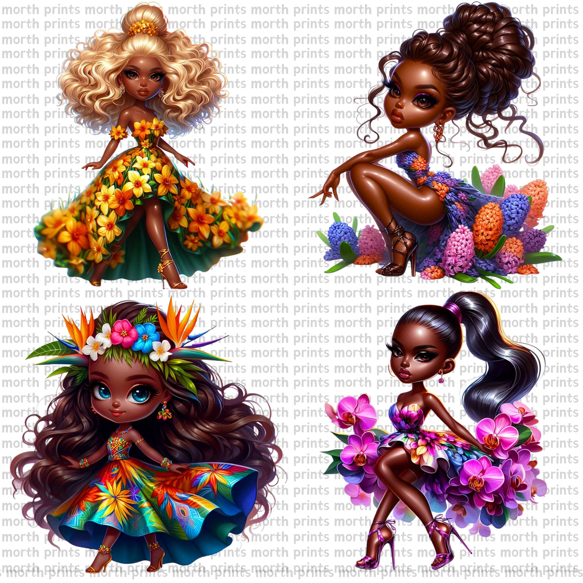 22 PNG Floral Chibi Girls Clipart Flowers Clipart, Cute Chibi Girl ...