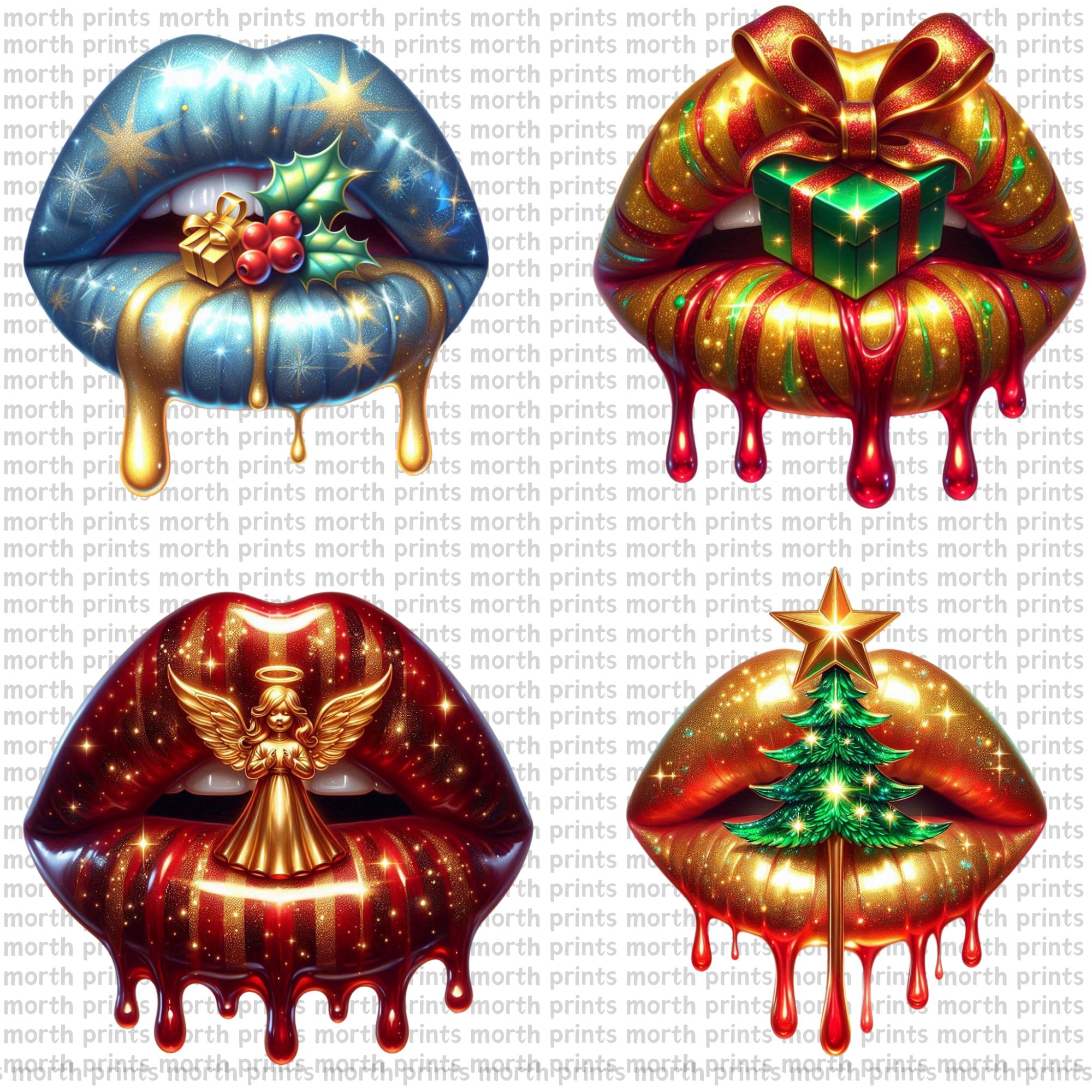 Christmas Lips Clipart PNG, Mistletoe Kiss & Red Leopard Prints, 35 PNG ...