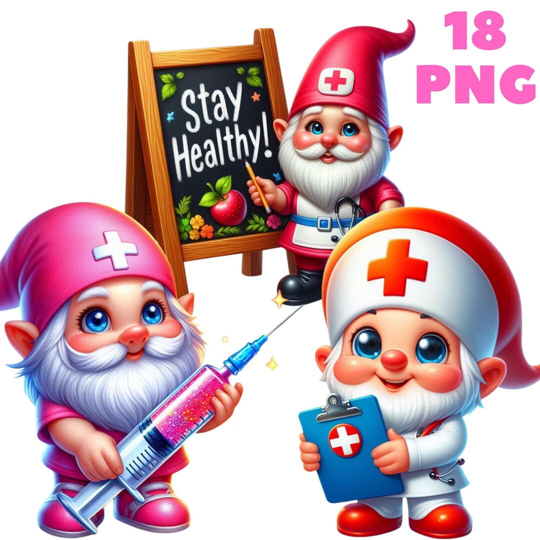 18 PNG Nurse Gnome Clipart , Cute Gnome, Doctor Gnome, Hospital Png ...