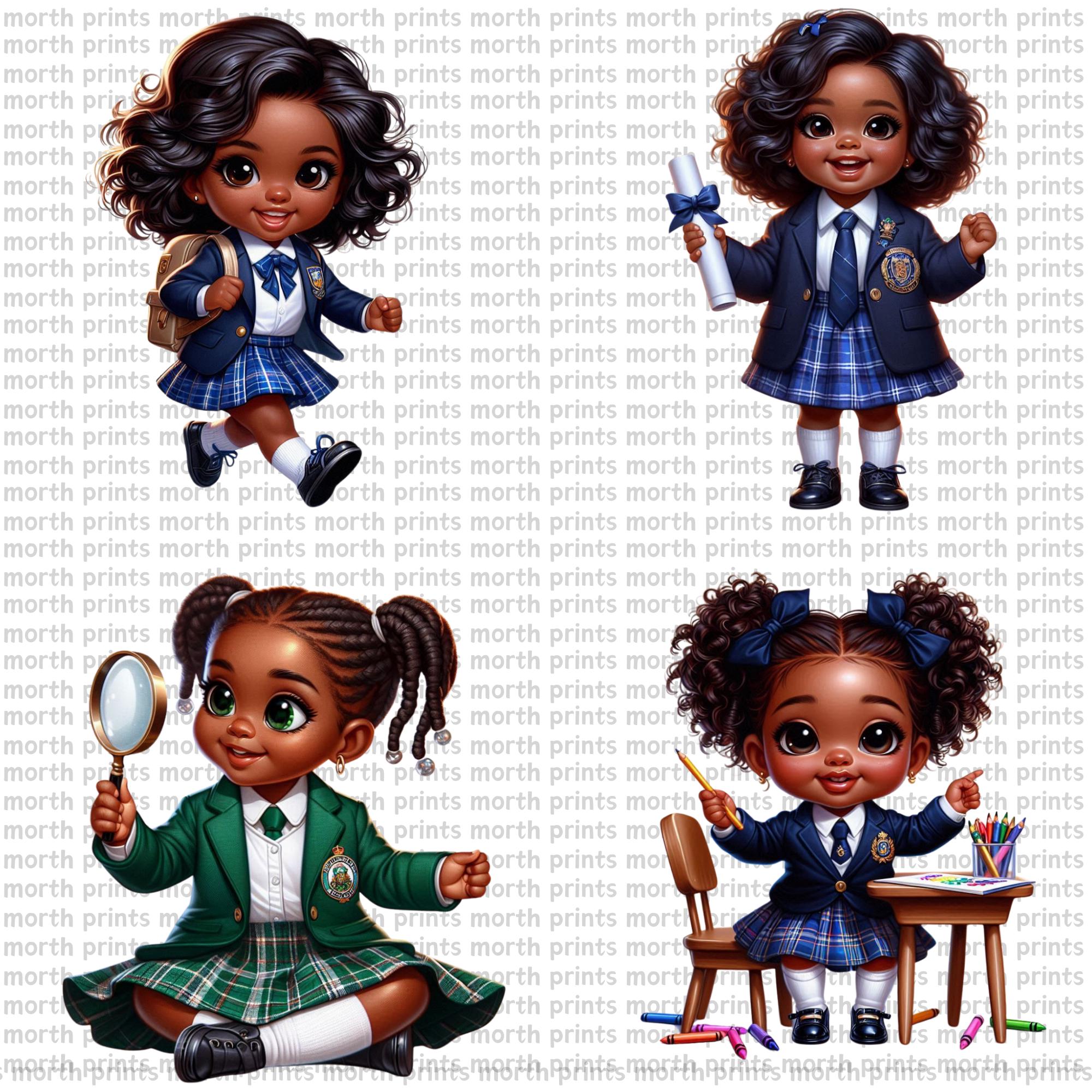 24 PNG School Children Clipart Chibi Girl, Backpack, Pencil, Notebook ...