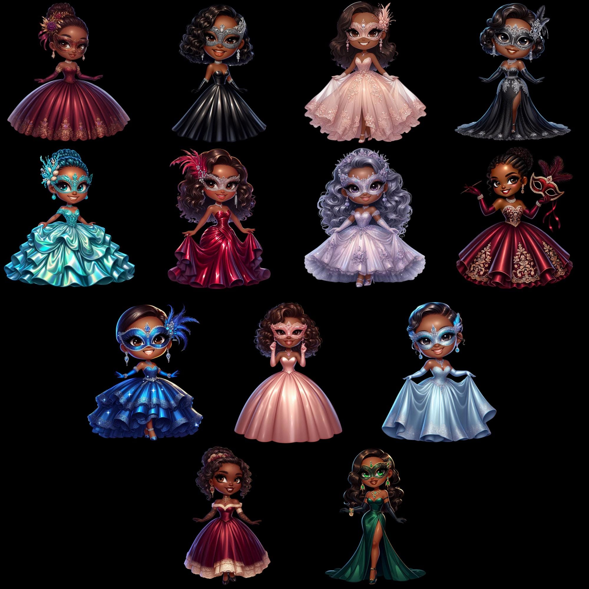 13 PNG Masked Chibi Girls Clipart Cute Chibi Girl, Chibi Bundle, Chibi ...