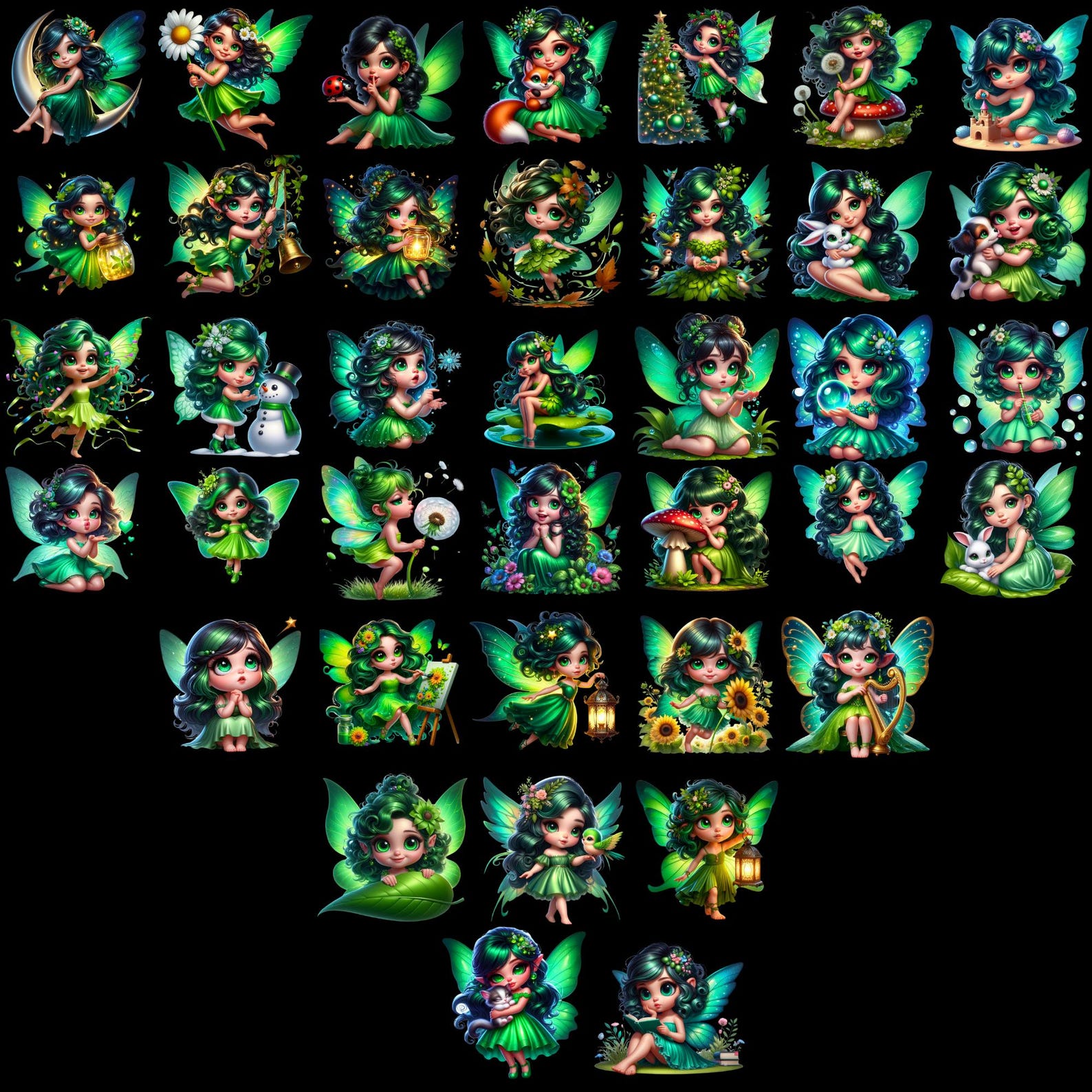 Green Fairy Clipart PNG, Nature & Forest Sprites With Leaves, 38 PNG ...