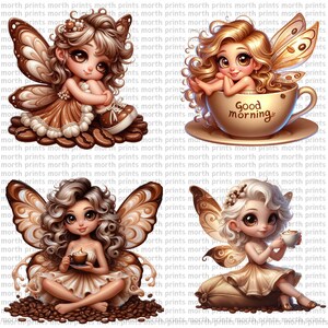 Coffee Fairy Clipart PNG, Latte, Mugs & Beans With Cute Fairies, 23 ...