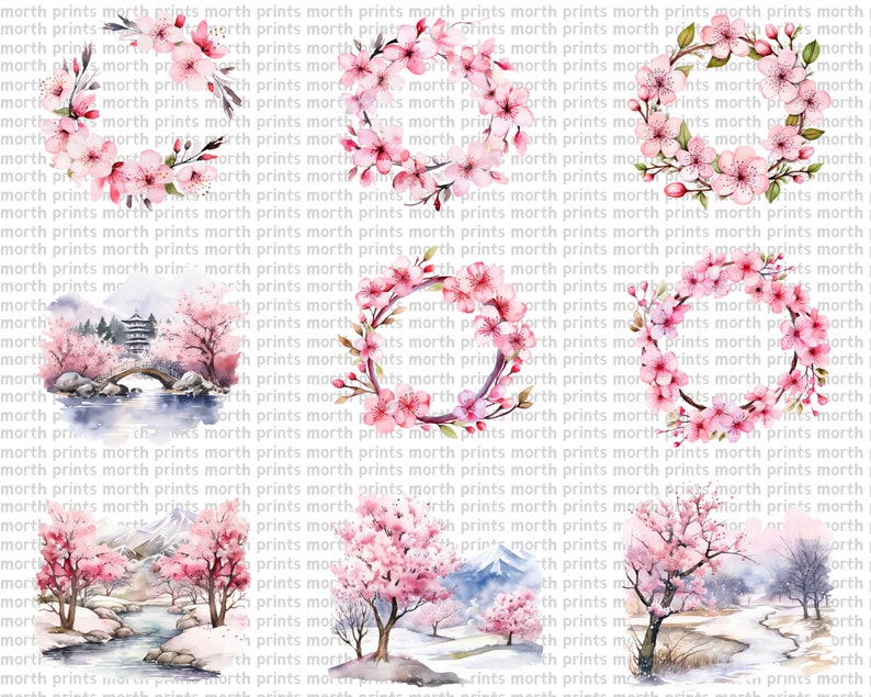 Watercolor Sakura Clipart PNG, Cherry Blossom Branches, Spring Flowers ...