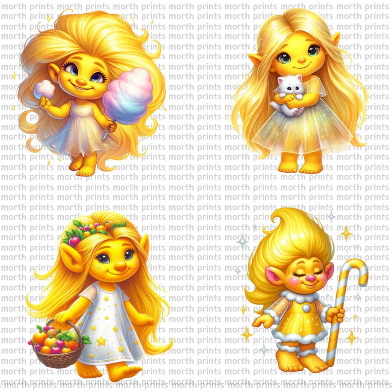 Yellow Troll Clipart PNG, Bright Happy Fantasy Trolls, 37 Files, Kids ...