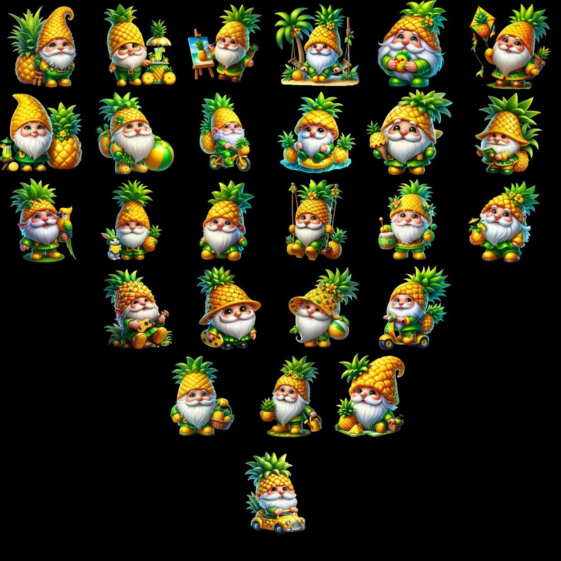 Pineapple Gnome Clipart PNG, Cute Summer Gnome Illustrations, Tropical ...