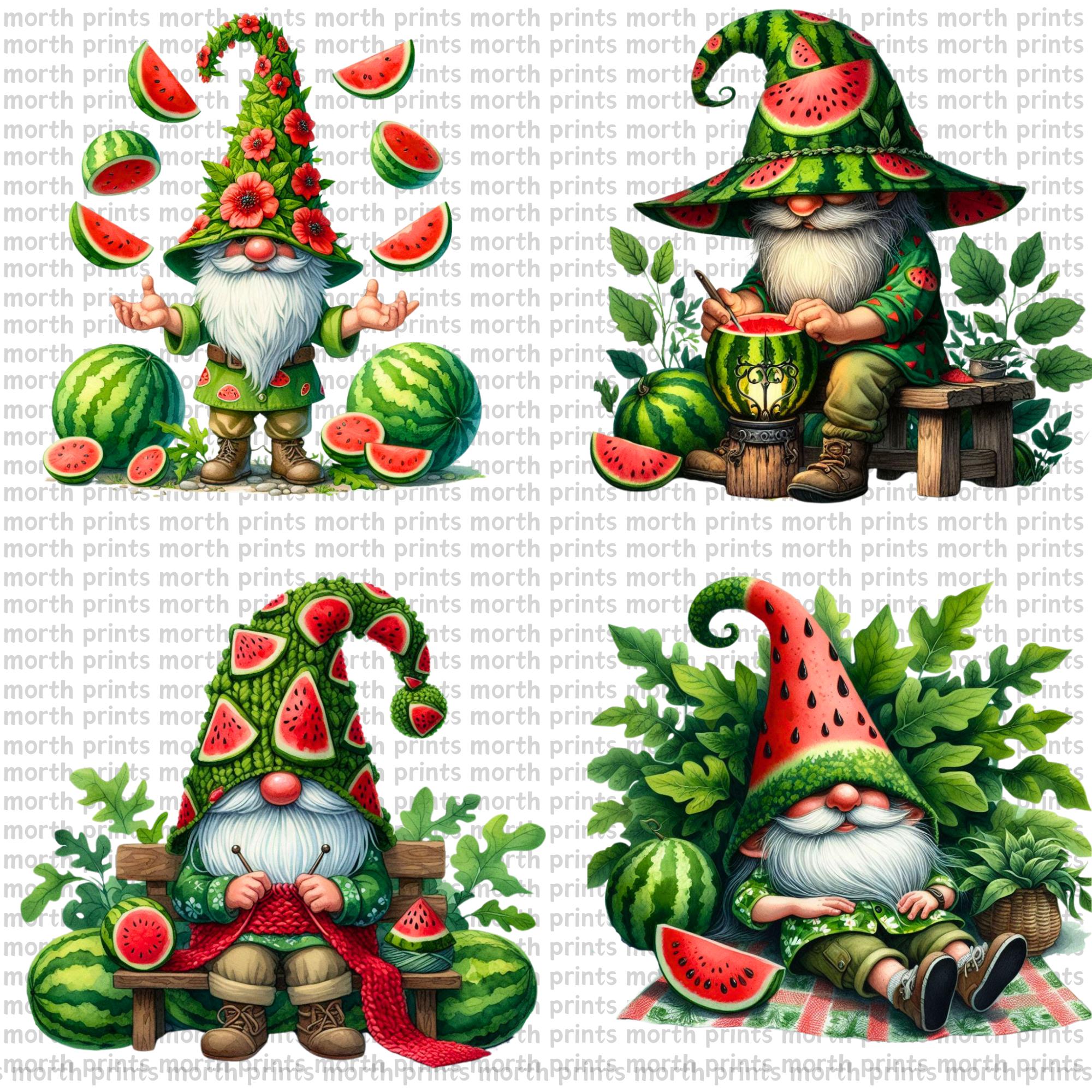 25 PNG Watermelon Gnome Clipart Cute Gnome, Fruit Gnome, Gnome Bundle ...