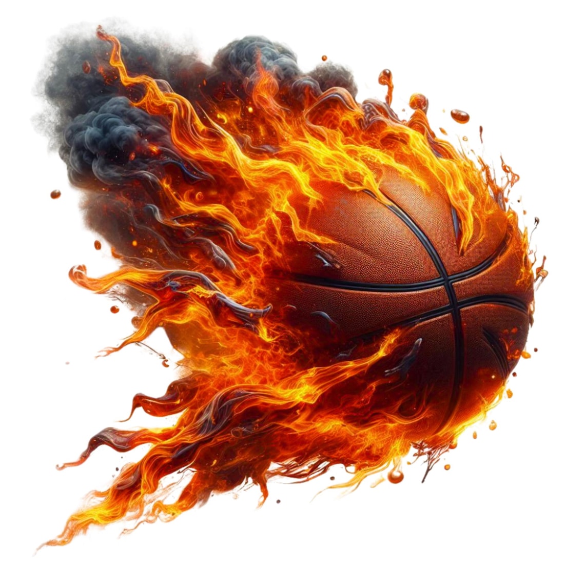 Fire Basketball Clipart PNG, Flaming Ball & Hoop Effects, Watercolor ...