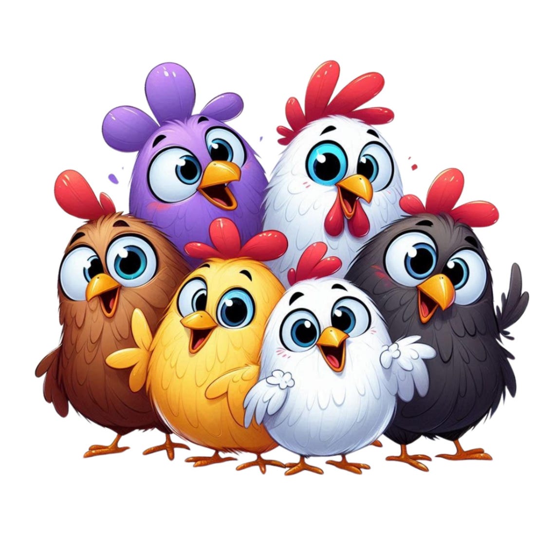 Funny Chicken Clipart, Quirky Farm Animal PNG for Shirts, Stickers ...
