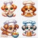 Chef Dog Clipart PNG, Cooking Puppies With Hats, Bowls & Utensils, 25 ...