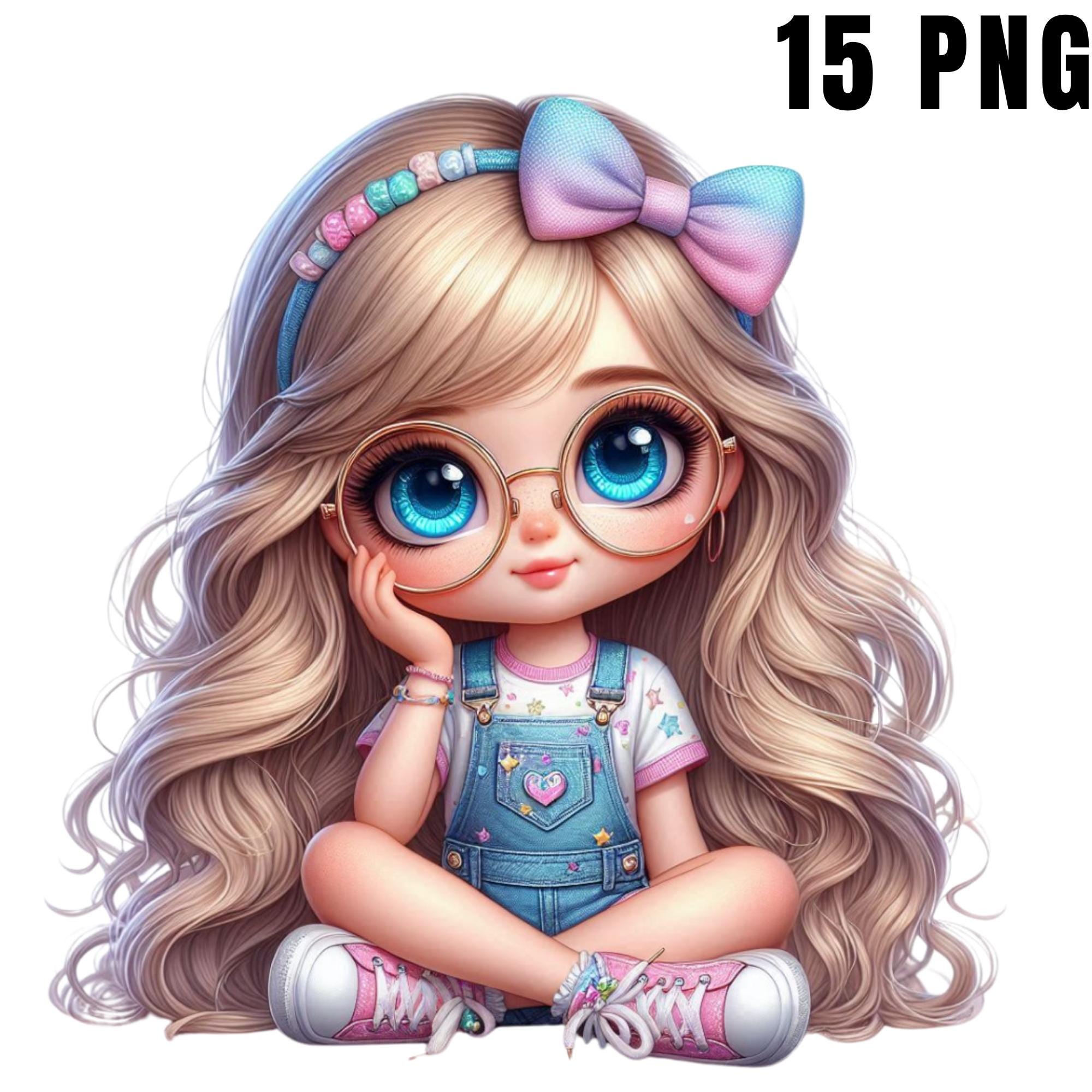 Quirky Cute Girl Clipart, Whimsical Watercolor PNG for Junk Journals ...