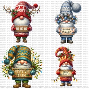 Christmas Gnome Clipart PNG, Cute Scandinavian Gonk Gnomes, 33 PNG, 300 ...
