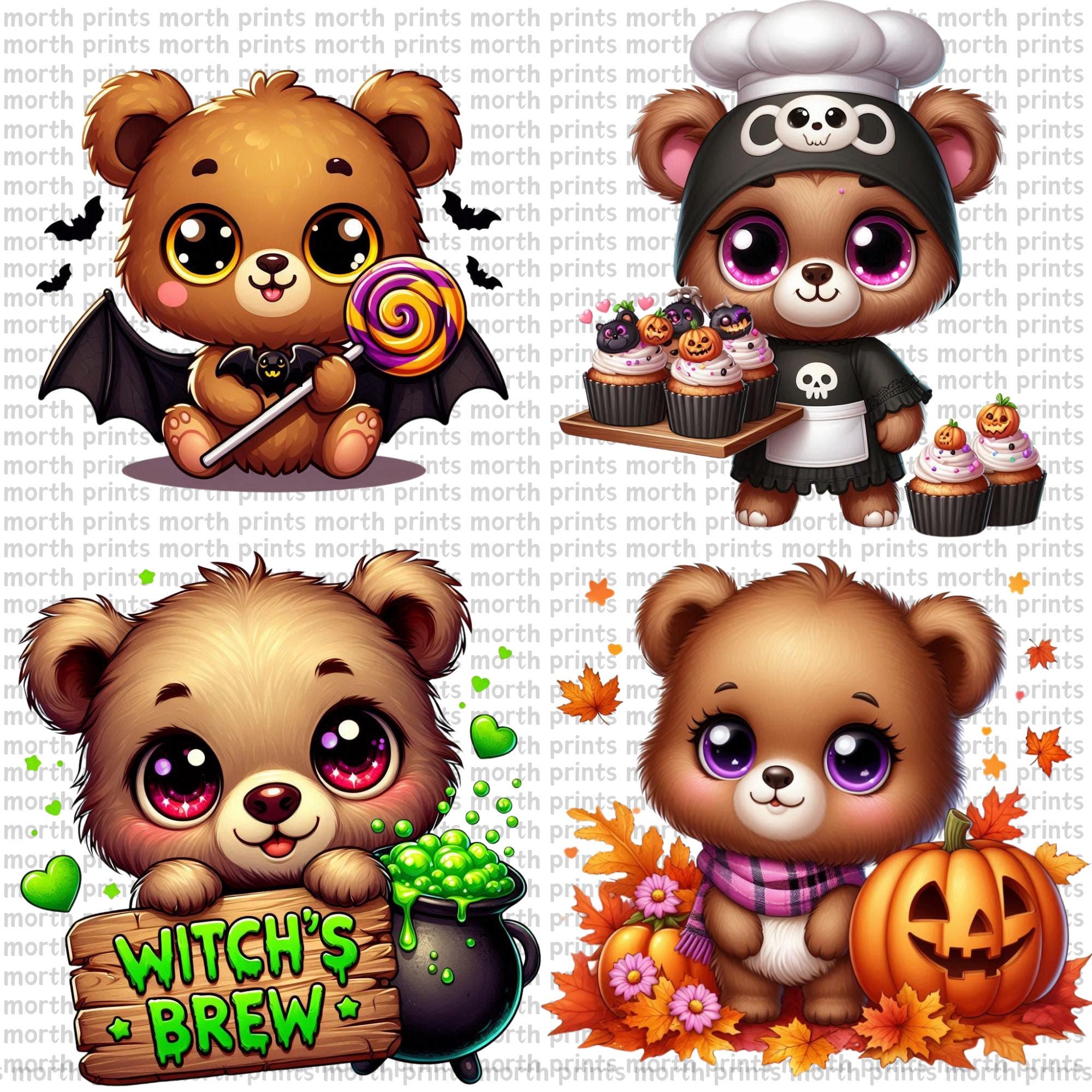 Halloween Bear Clipart PNG, Teddy Bears With Pumpkins, Ghosts ...