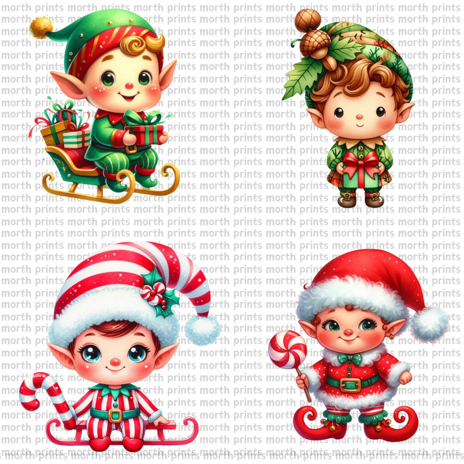 Christmas Elf Clipart PNG, Santa’s Helpers With Gifts & Lights, 37 PNG ...