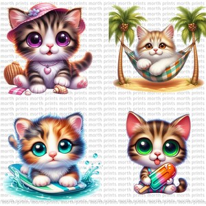 Beach Cat Clipart PNG, Summer Cats With Sunglasses & Surf, 25 PNG Files ...