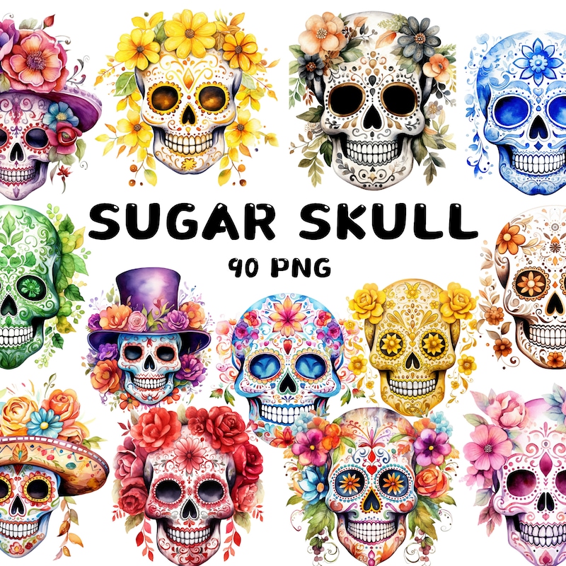 Sugar Skull Clipart - Etsy