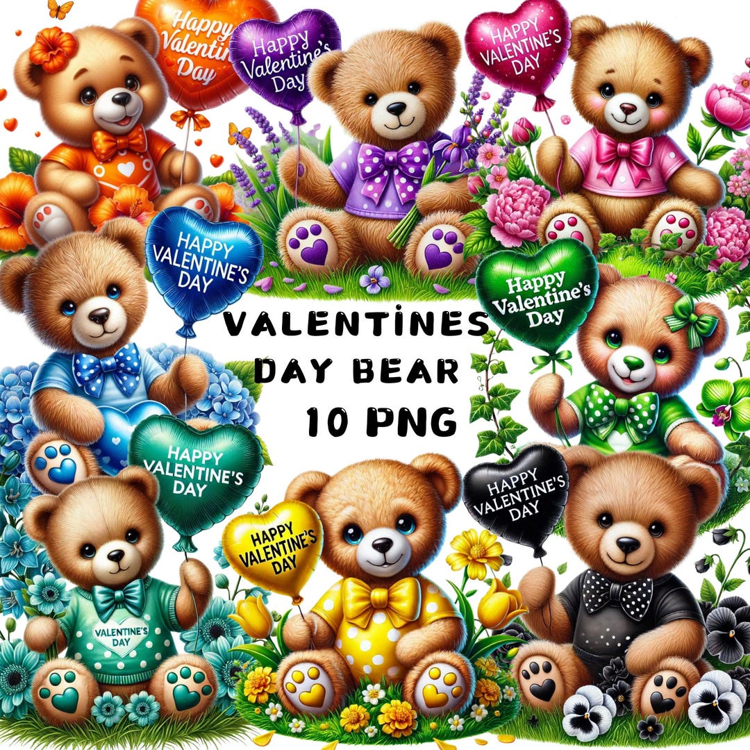 10 PNG Valentines Day Bear Clipart , Valentines Day Clipart, Teddy Bear ...