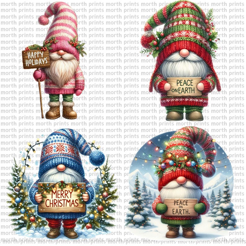 Christmas Gnome Clipart PNG, Cute Scandinavian Gonk Gnomes, 33 PNG, 300 ...