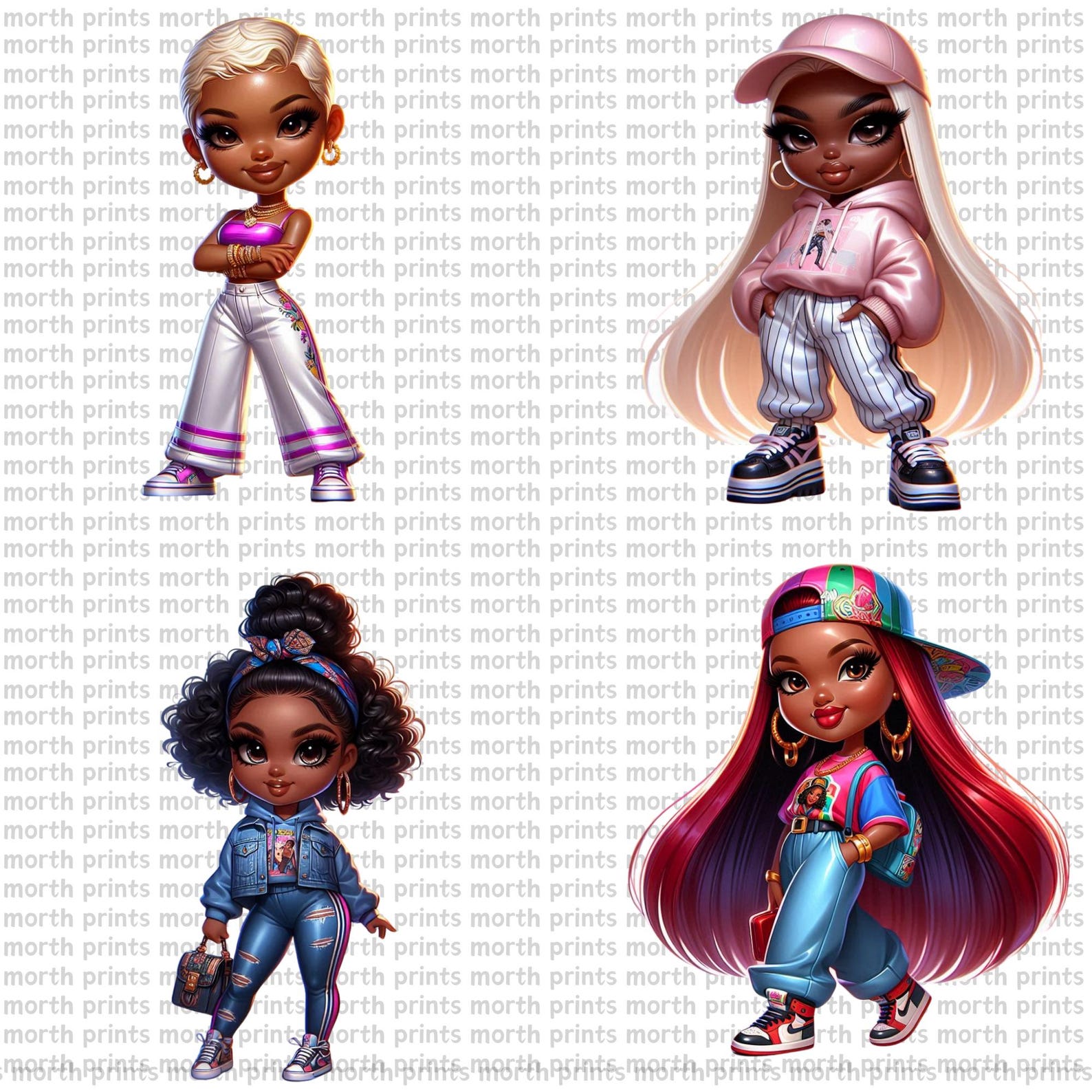 Hip Hop Chibi Girl Clipart PNG, Streetwear, Headphones, Cute Girl ...