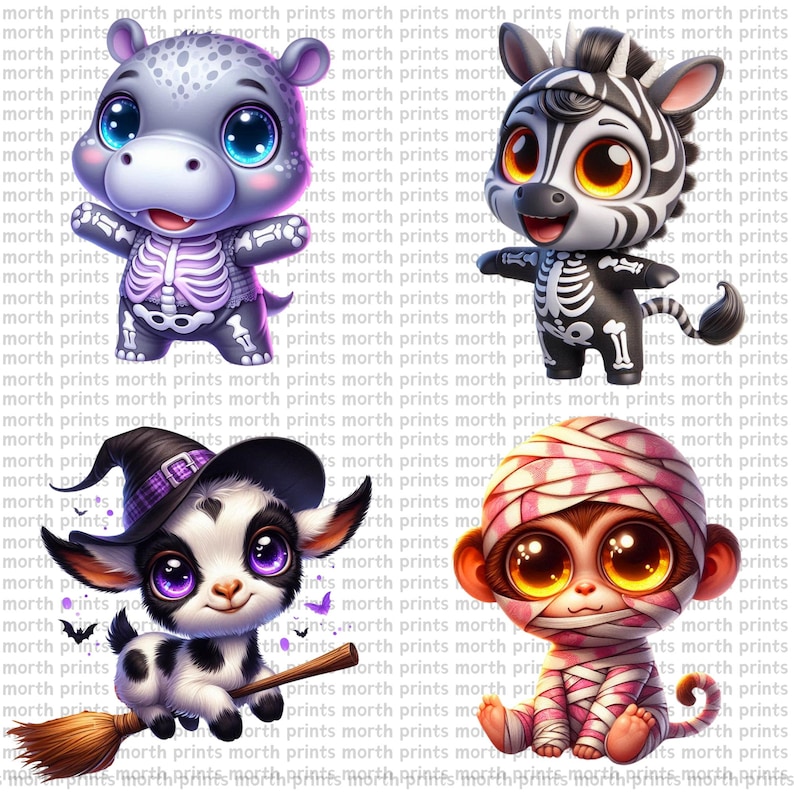 Halloween Animals Clipart PNG, Cute Ghost Cats Bats Pumpkins, Spooky ...