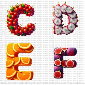 38 PNG Fruit Alphabet Clipart , Alphabet PNG, Fruit Clipart, Floral ...