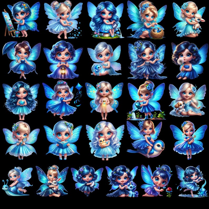 Blue Fairy Clipart PNG, Forest & Night Sky Fairies, 26 File, Magical ...