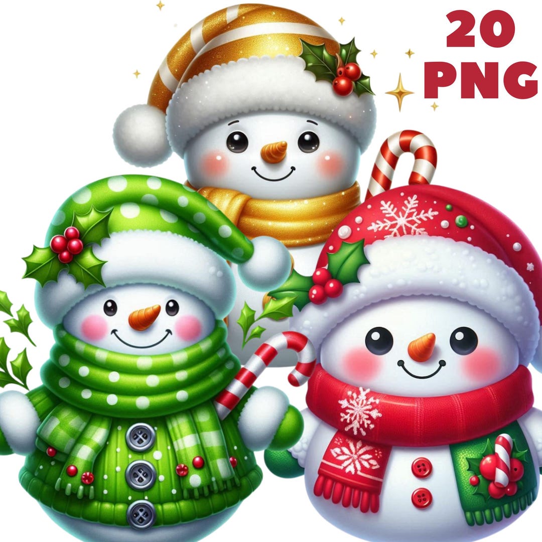 Cute Snowman Clipart PNG, 20 PNG Files, Snowman Family & Winter ...