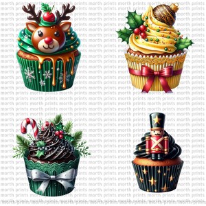 40 PNG Christmas Cupcakes Clipart , Festive Cupcake Graphic, Holiday ...