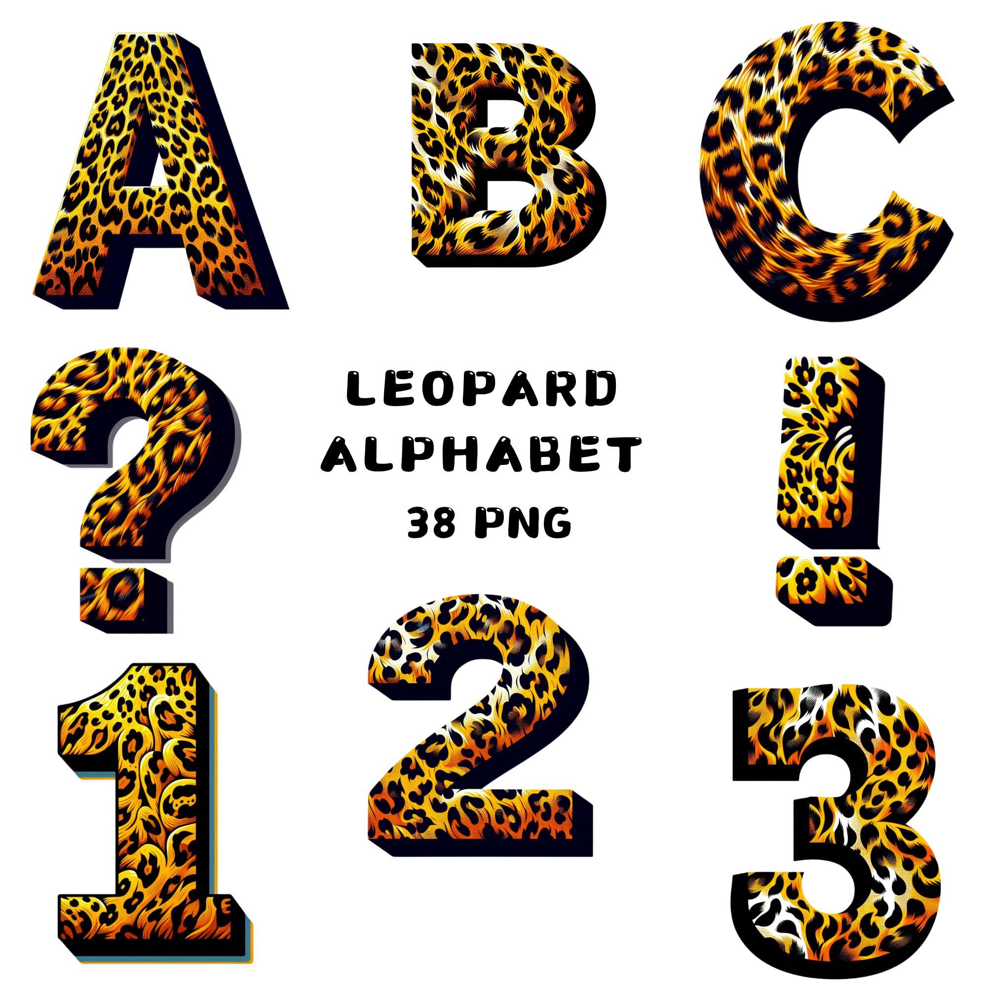 Leopard Print Alphabet Clipart PNG, Animal Pattern A–Z Letters, 38 PNG ...