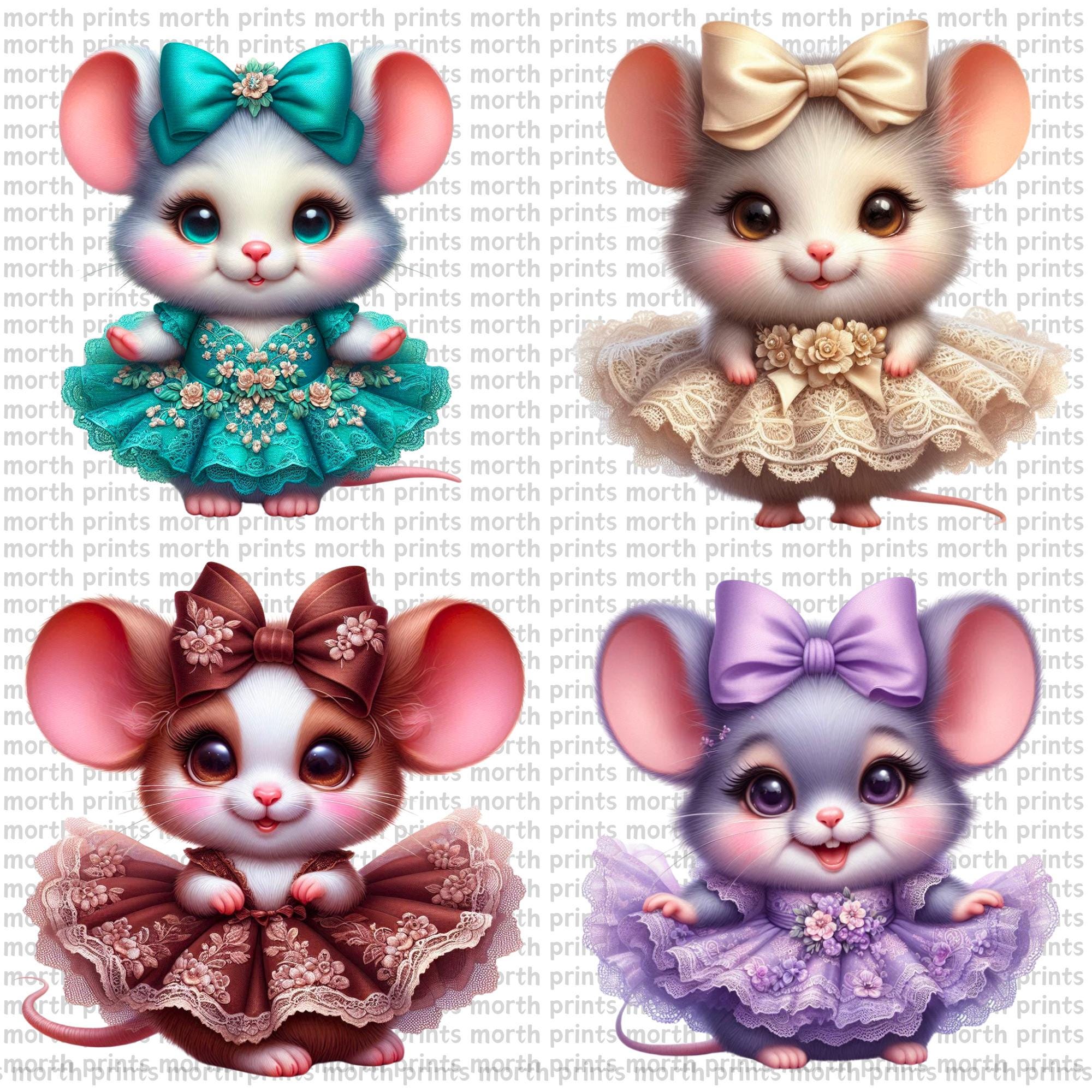 Ballerina Mouse Clipart PNG, Cute Dancing Mice With Tutus, 25 PNG Files ...
