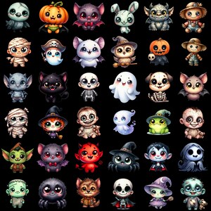36 PNG Cute Halloween Clipar, Halloween Clipart Bundle, Cute Ghost ...