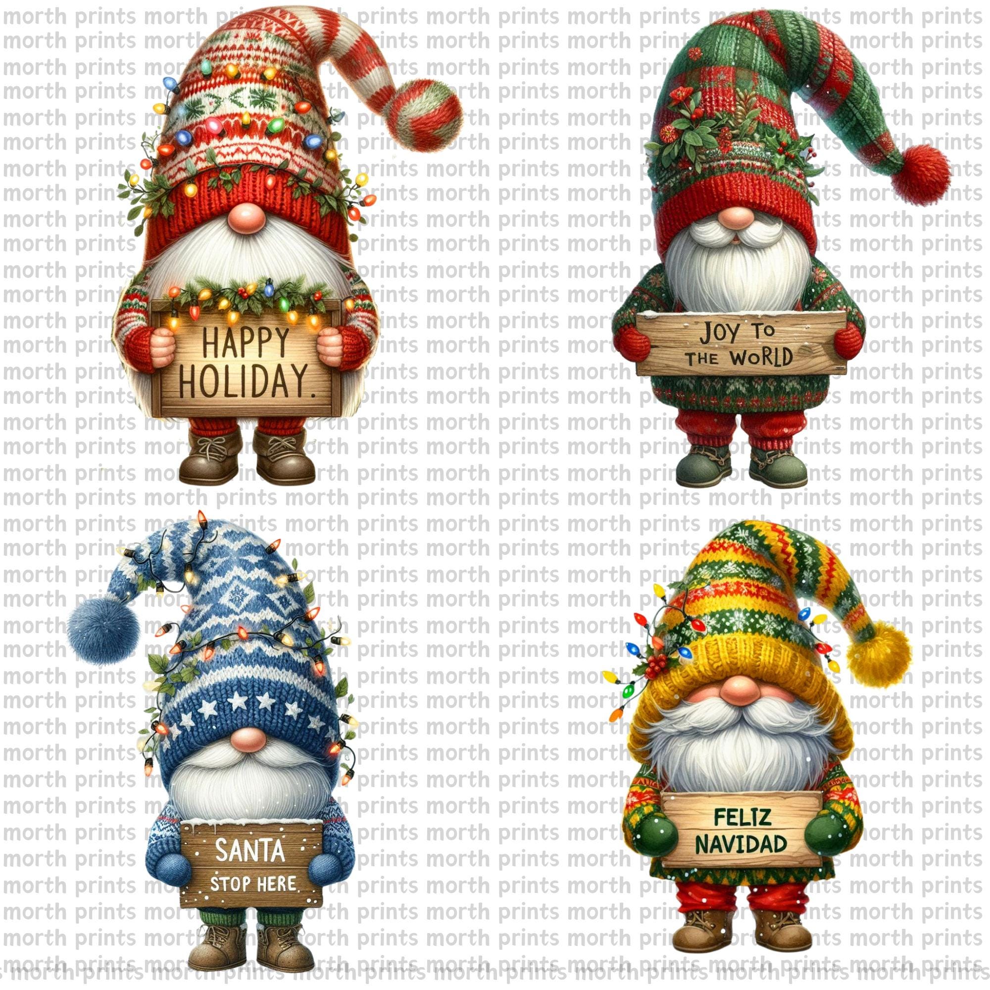 Christmas Gnome Clipart PNG, Cute Scandinavian Gonk Gnomes, 33 PNG, 300 ...