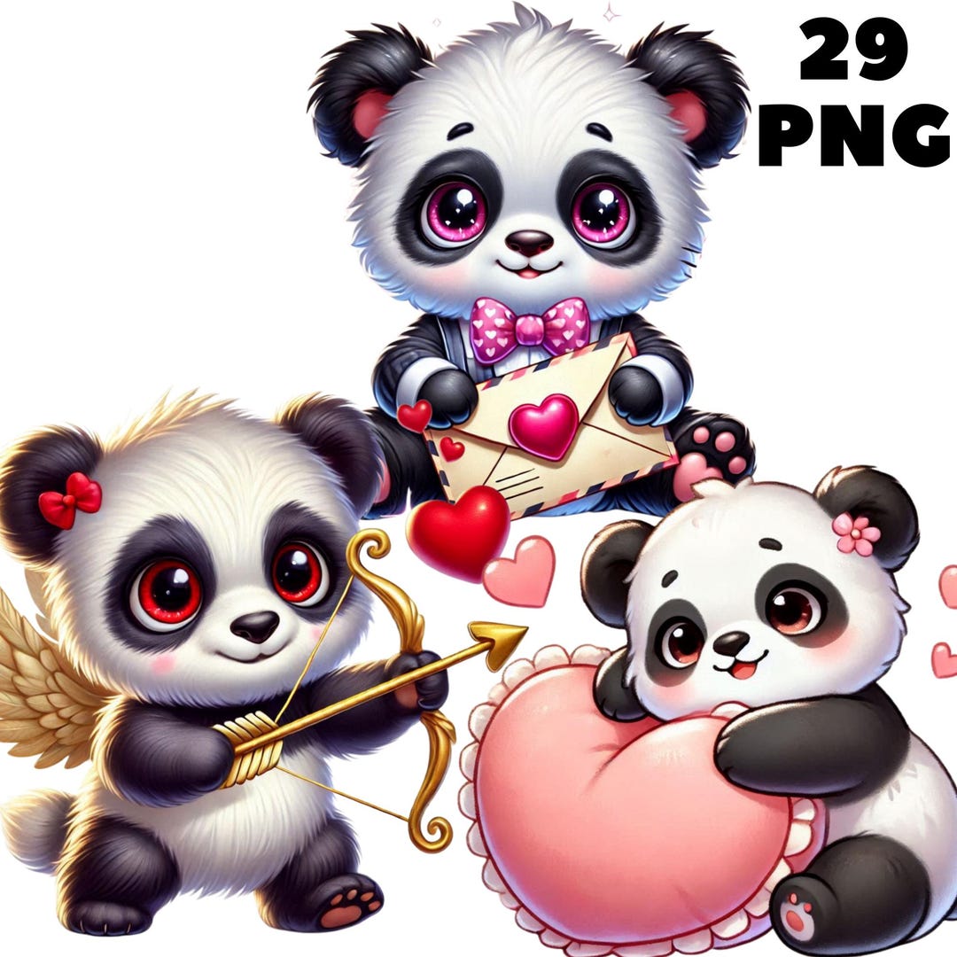 29 PNG Valentines Day Panda Clipart , Valentines Day Clipart, Panda ...