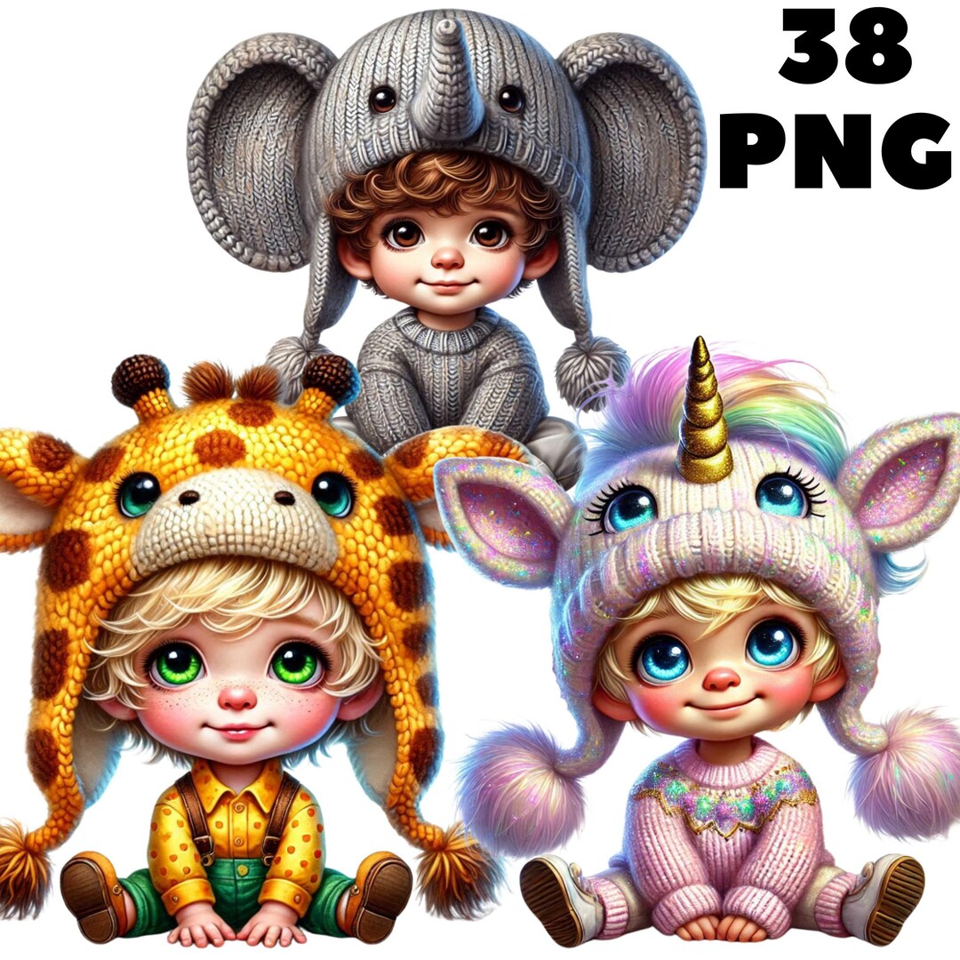 Cute Boys in Animal Costumes Clipart PNG, Adorable Baby Characters for ...