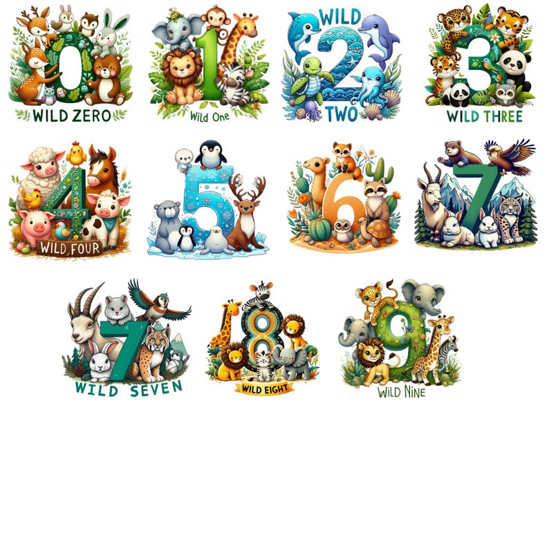 Wild One Safari Animals Clipart, 1st Birthday PNG for Shirts, Party ...
