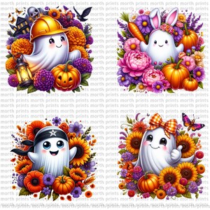 26 PNG Cute Ghosts Clipart , Halloween Clipart Bundle, Cute Ghost ...