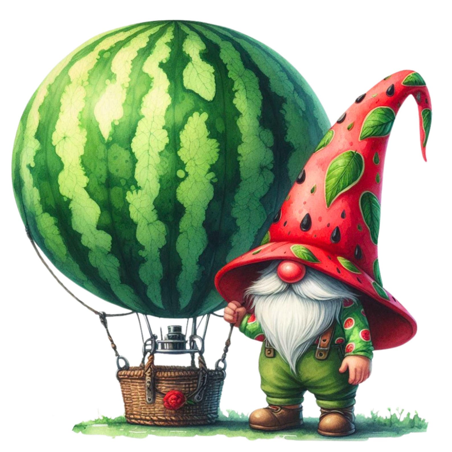 Watermelon Gnome Clipart PNG, Cute Summer Fruit Gnomes, Picnic & Garden ...