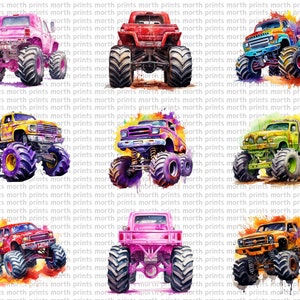 Watercolor Monster Truck Clipart PNG, Off-road 4x4 Trucks, 55 PNG ...