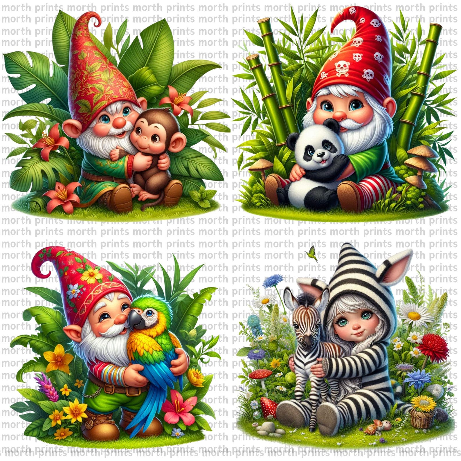 34 PNG Gnomes With Animals Cute Gnomes, Animals Clipart, Gnome Bundle ...