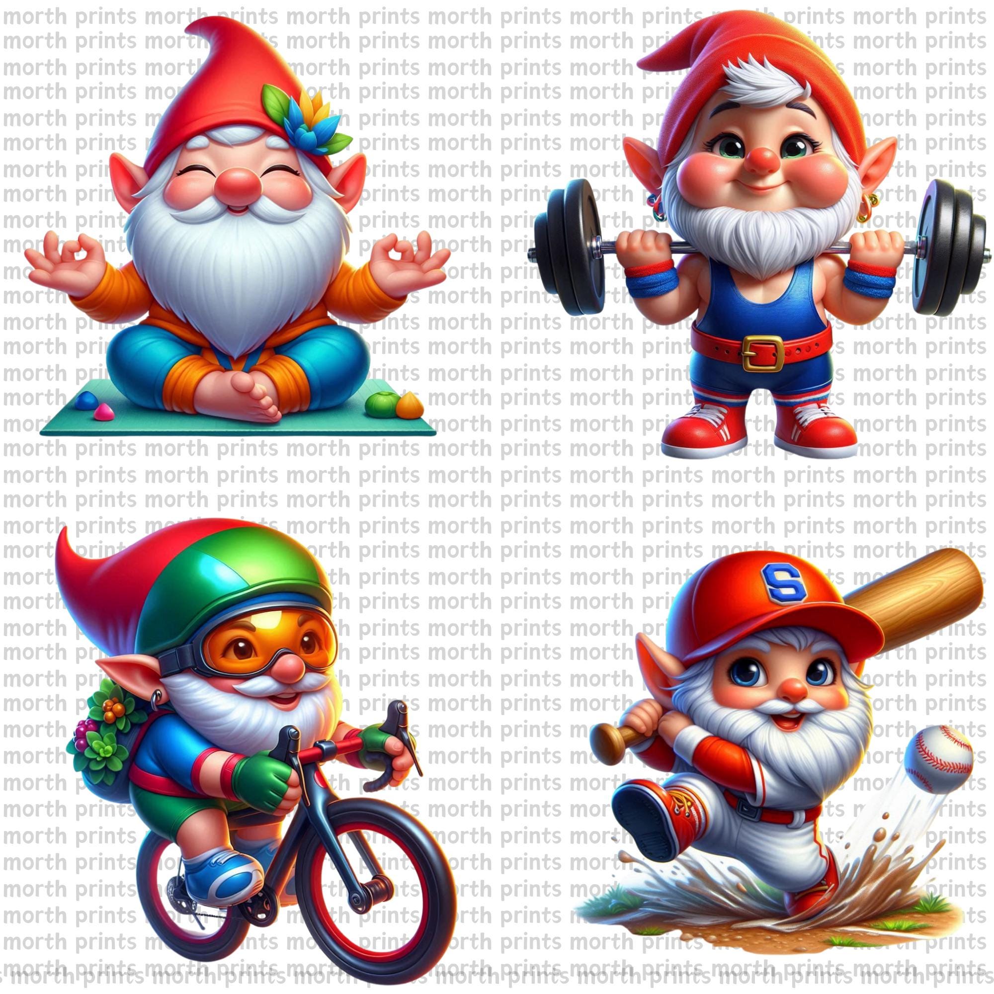 Athlete Gnome Clipart PNG, Workout & Sports Gnomes With Dumbbells, Cute ...