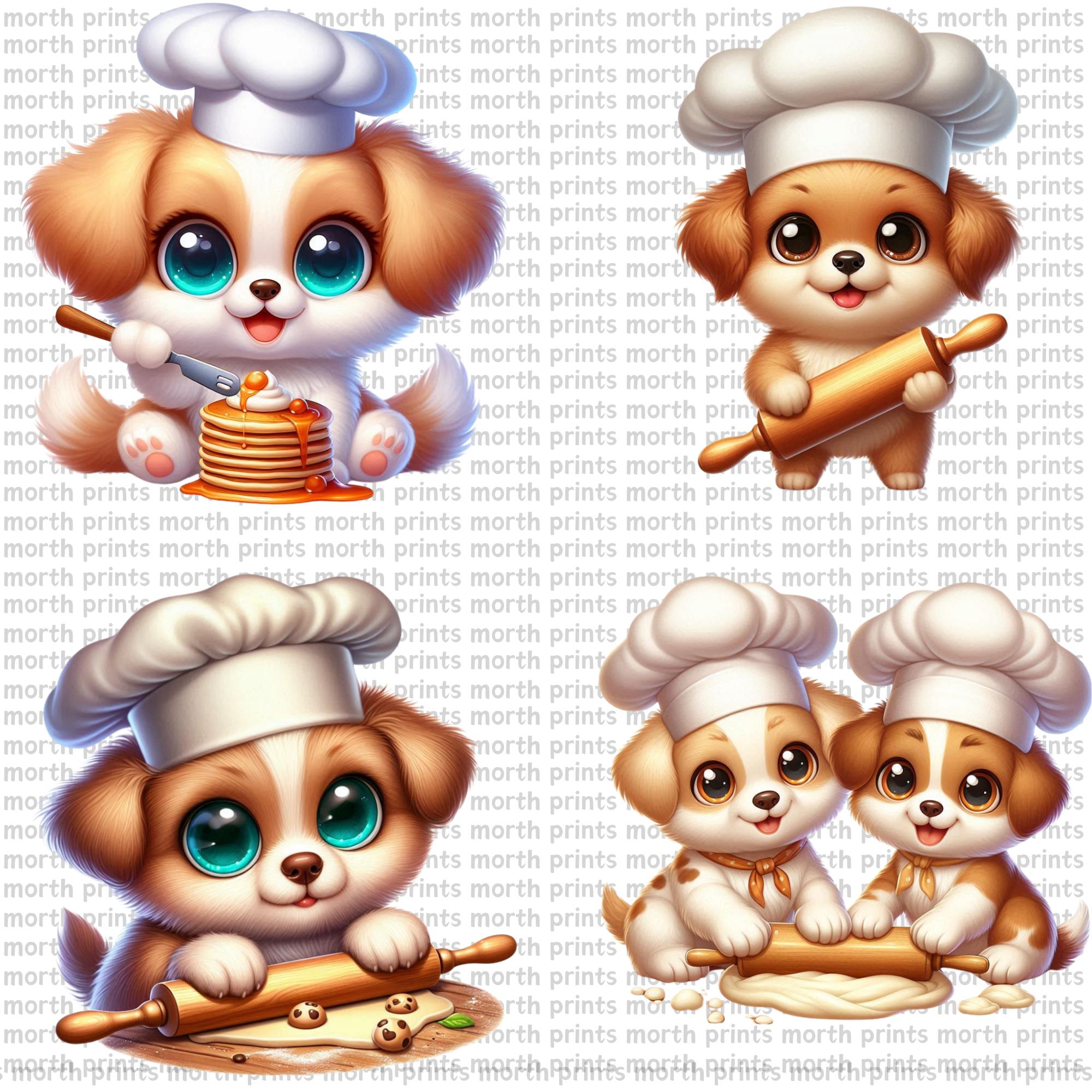 Chef Dog Clipart PNG, Cooking Puppies With Hats, Bowls & Utensils, 25 ...