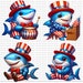 26 PNG Patriotic Shark Clipart USA Clipart Bundle, 4th of July, Cute ...