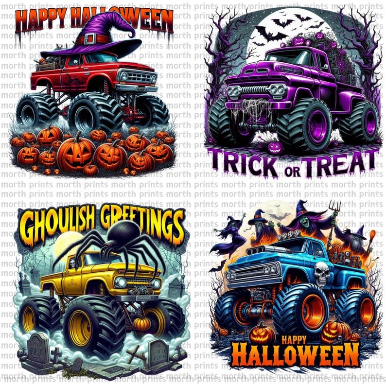 Halloween Monster Truck Clipart, Spooky Truck PNG Images, Pumpkin Ghost ...
