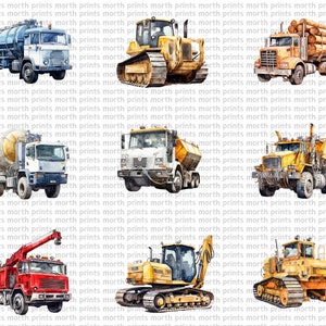 Watercolor Construction Vehicle Clipart PNG, Bulldozer Excavator Dump ...