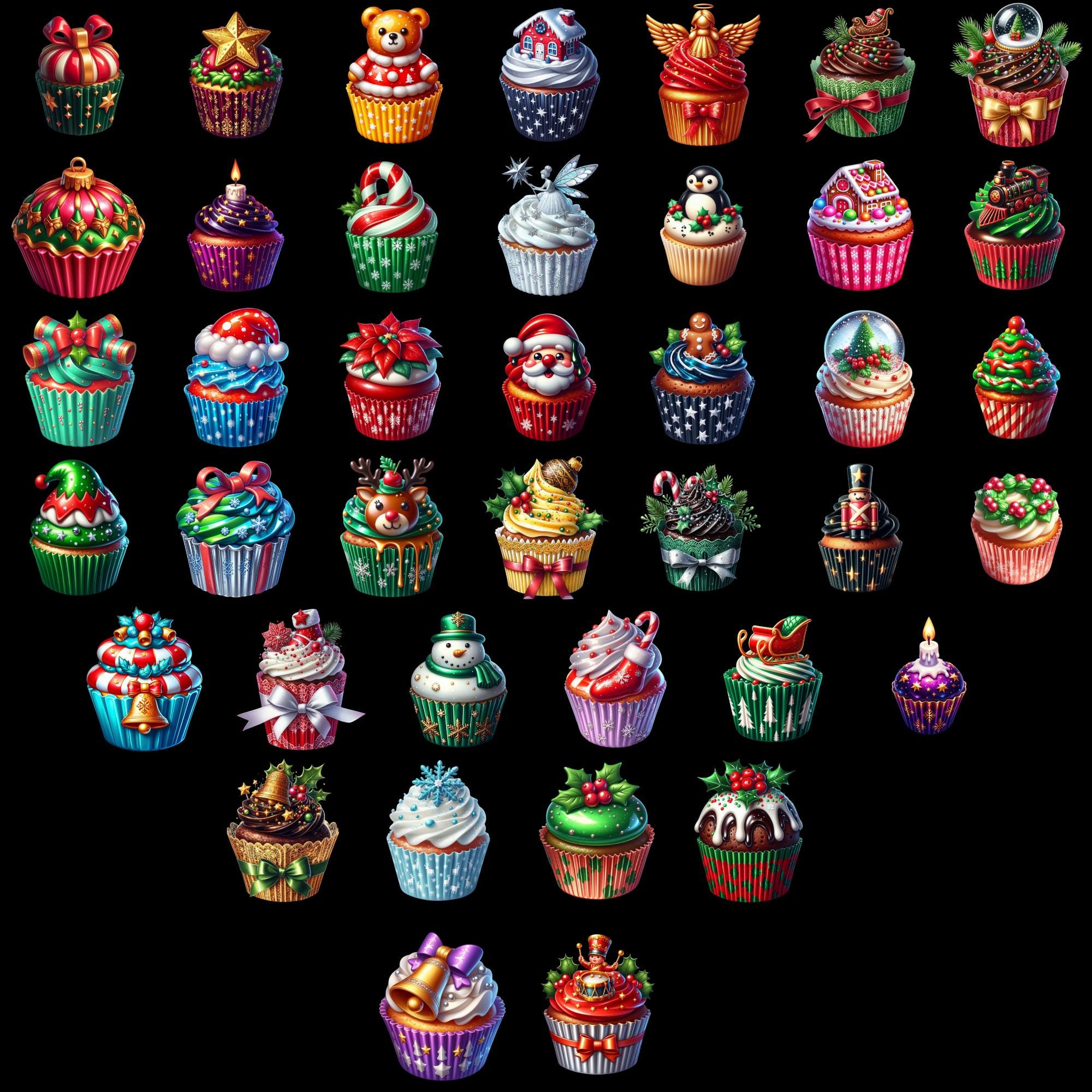 Christmas Cupcakes Clipart PNG, Festive Desserts With Sprinkles, 40 PNG ...