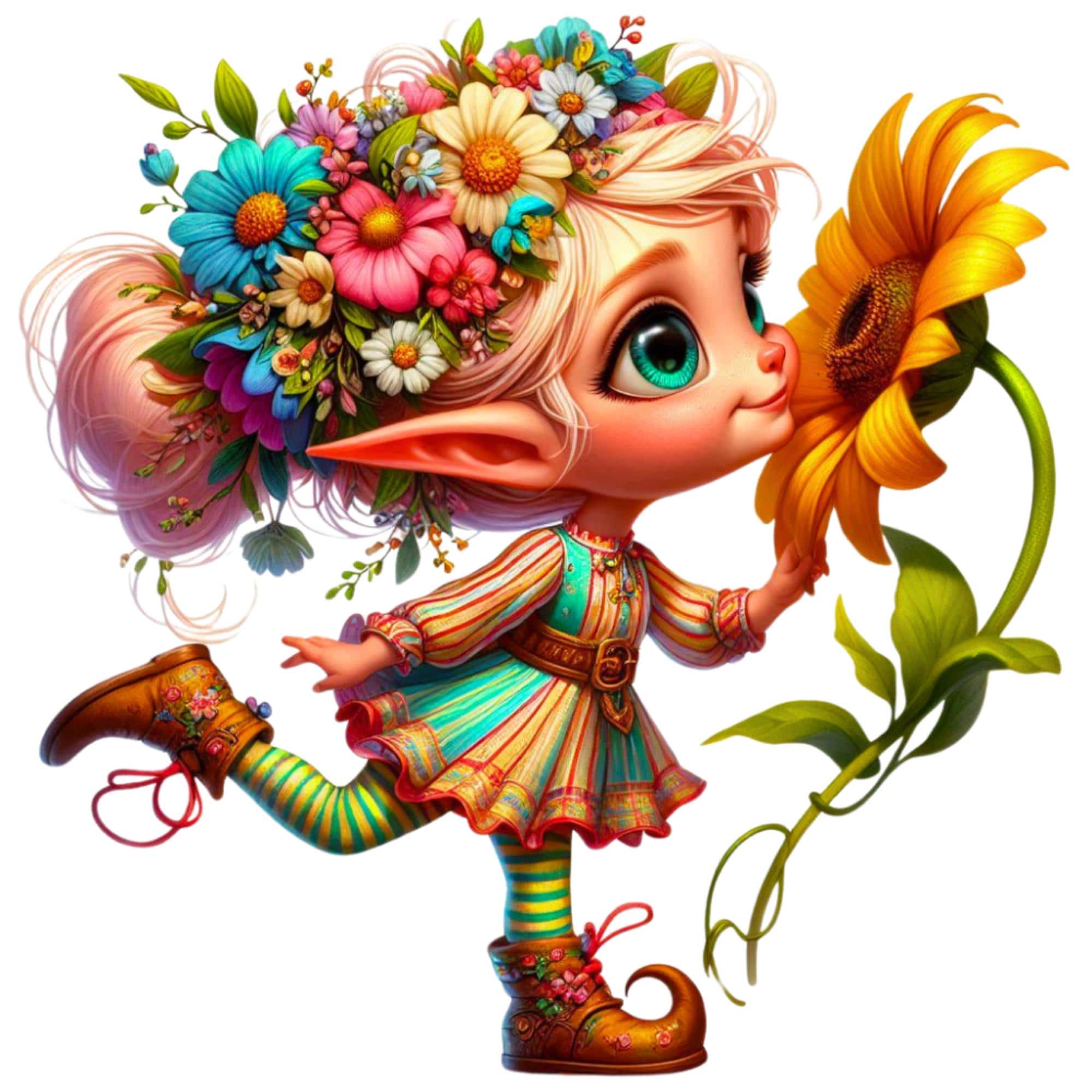 25 PNG Cute Floral Elves Clipart Flower Elves Clipart PNG, Cute Fantasy ...