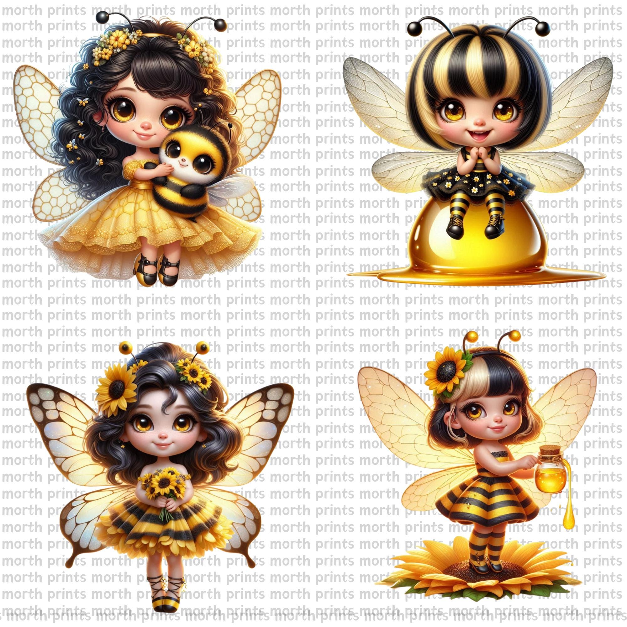 Honey Bee Fairy Clipart PNG, Cute Bumblebee Fairies With Flowers, 22 ...