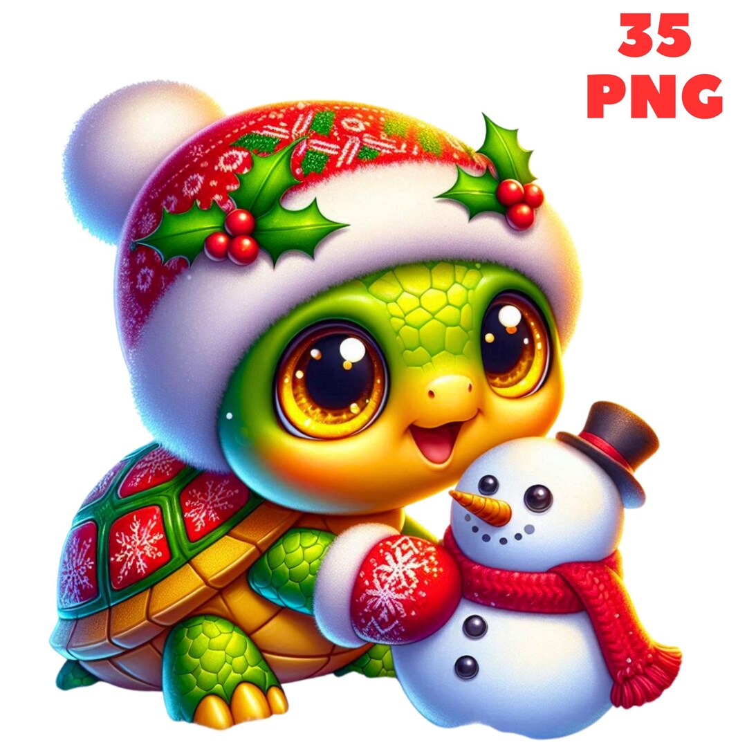 Christmas Turtle Clipart PNG, Cute Holiday Sea Turtles With Santa Hats ...