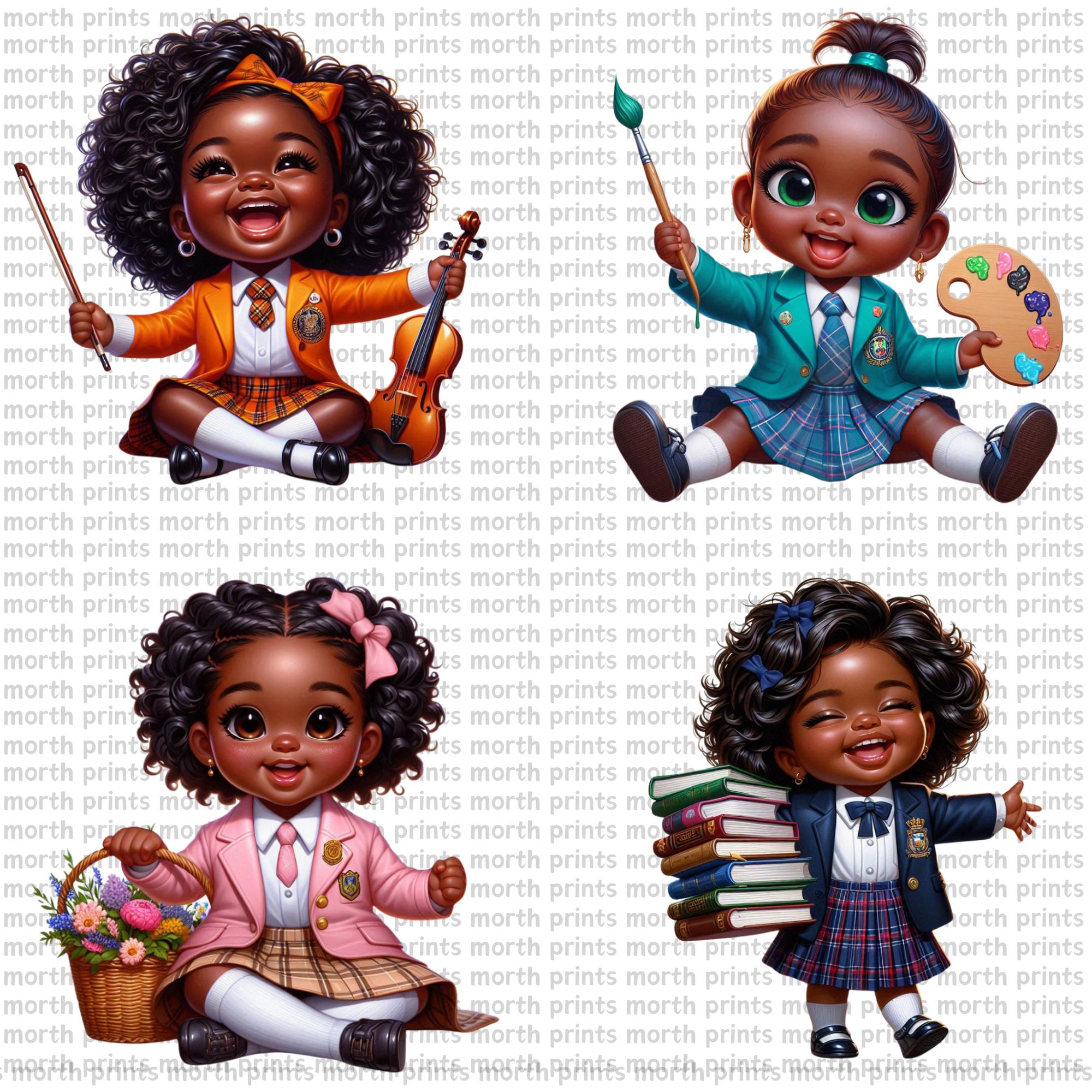 24 PNG School Children Clipart Chibi Girl, Backpack, Pencil, Notebook ...